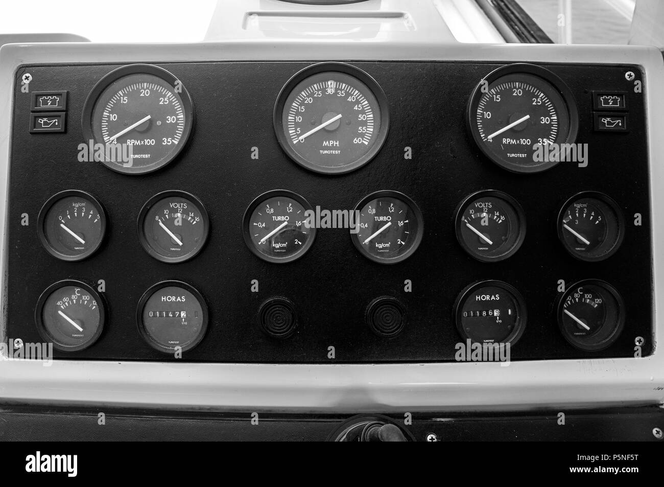 boat panel tachometer turotest speed temperature indicator black white ...
