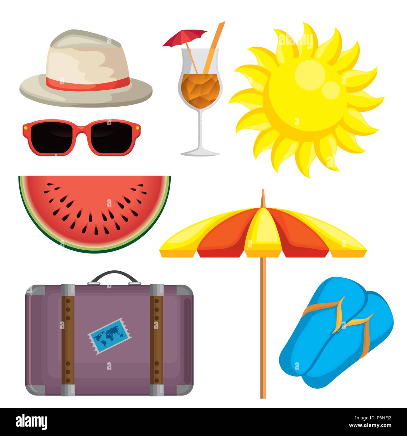 summer holidays set icons Stock Vector Image & Art - Alamy