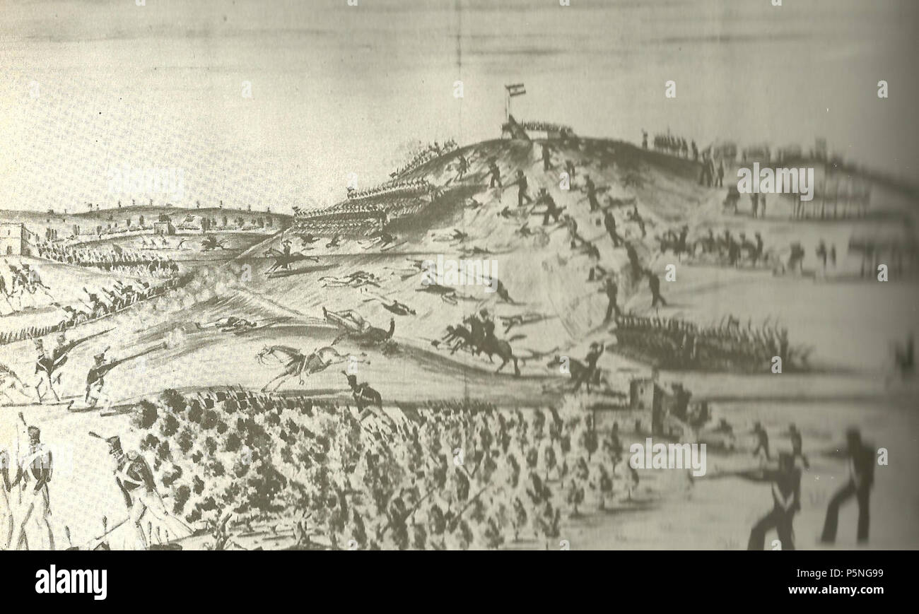 N/A. Español: Batalla del Cerrito . 31 December 1812. Dibujo de un ...