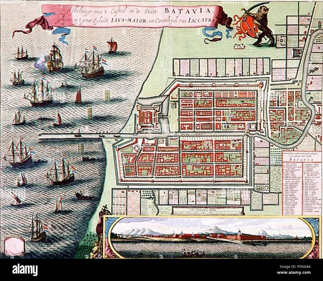 Nederlands: Plattegrond van Batavia English: Map of Batavia ca. 1740 ...