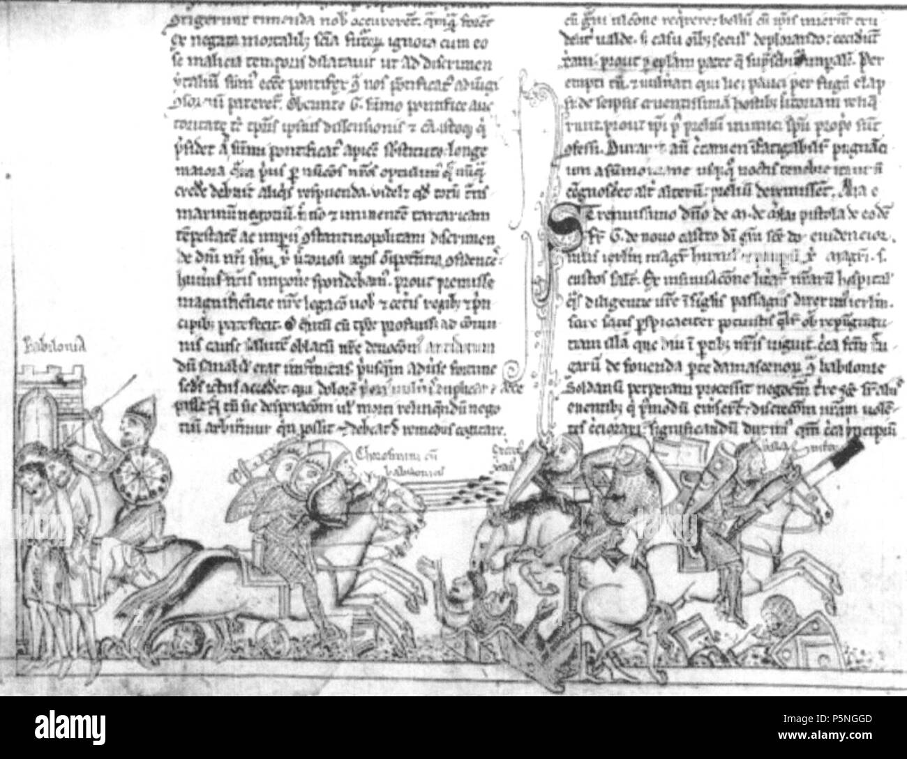 Knights battle manuscript Black and White Stock Photos & Images - Alamy