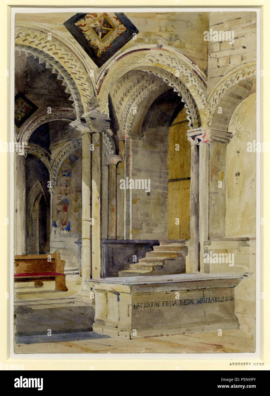 N/A. English: Bede's Tomb, Durham Cathedral, watercolour by the English ...