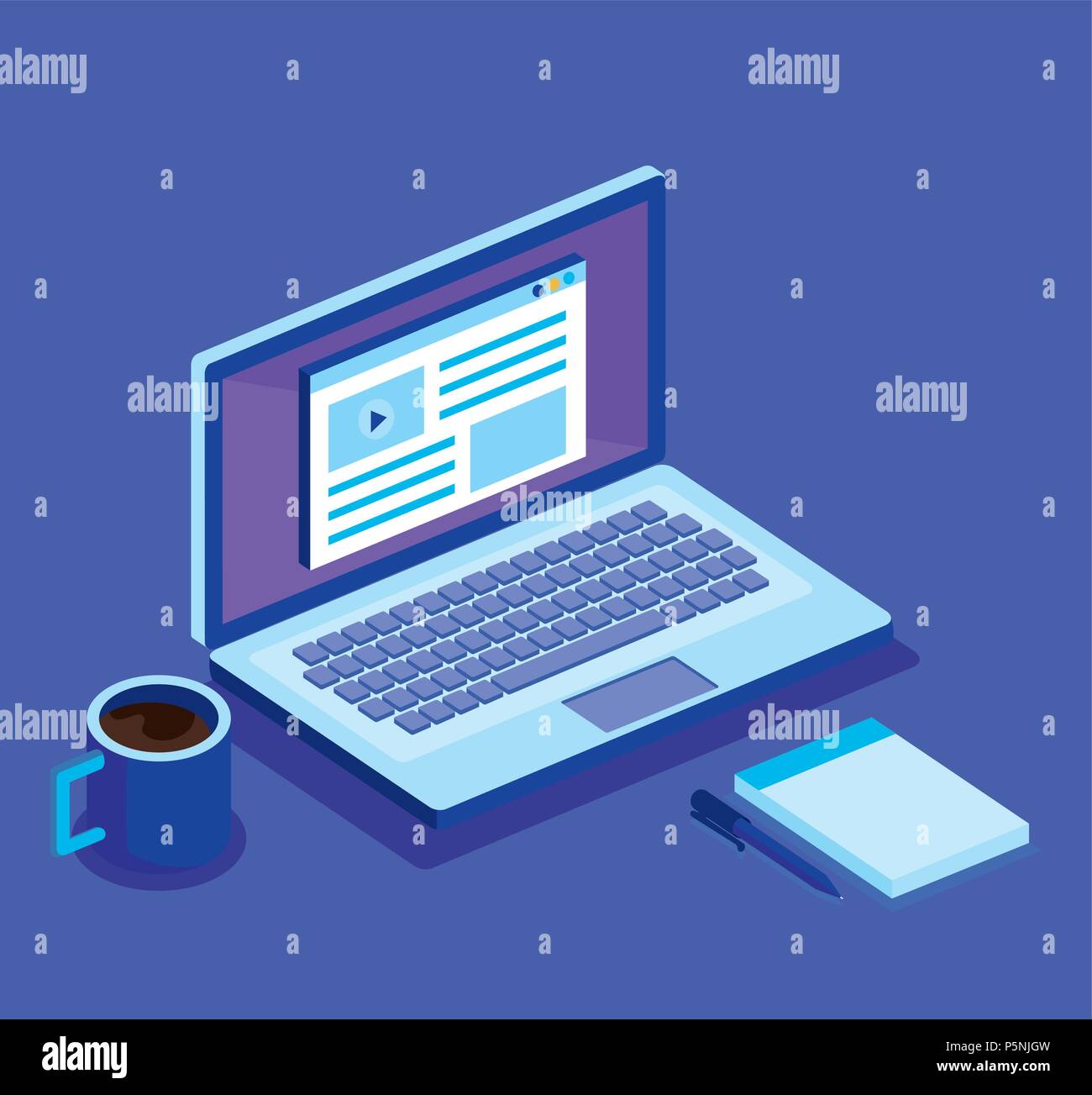 laptop computer and isometrics icons Stock Vector Image & Art - Alamy
