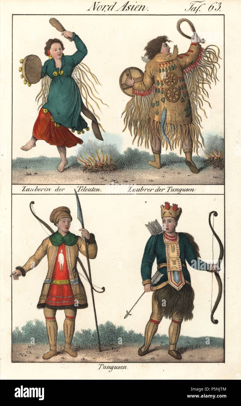 Female wizards of the Teleut and Tungus people of Siberia in ritual ...