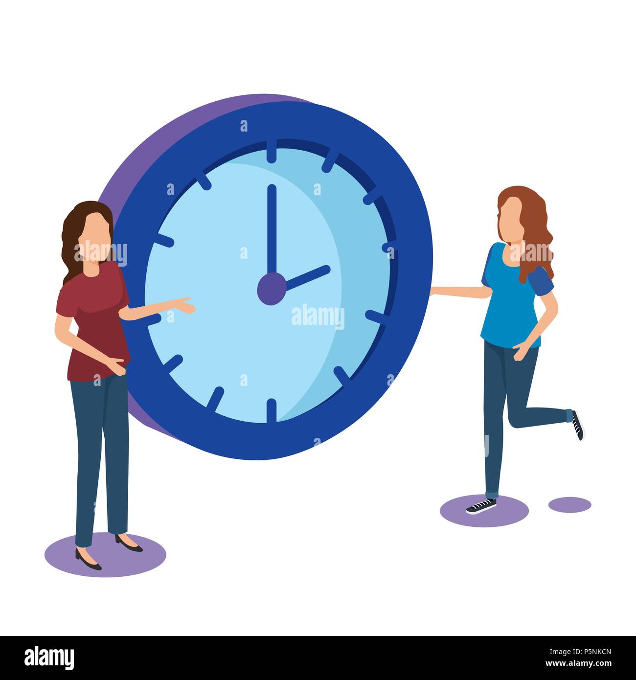 time clock with teamwork isometric icon Stock Vector Image & Art - Alamy