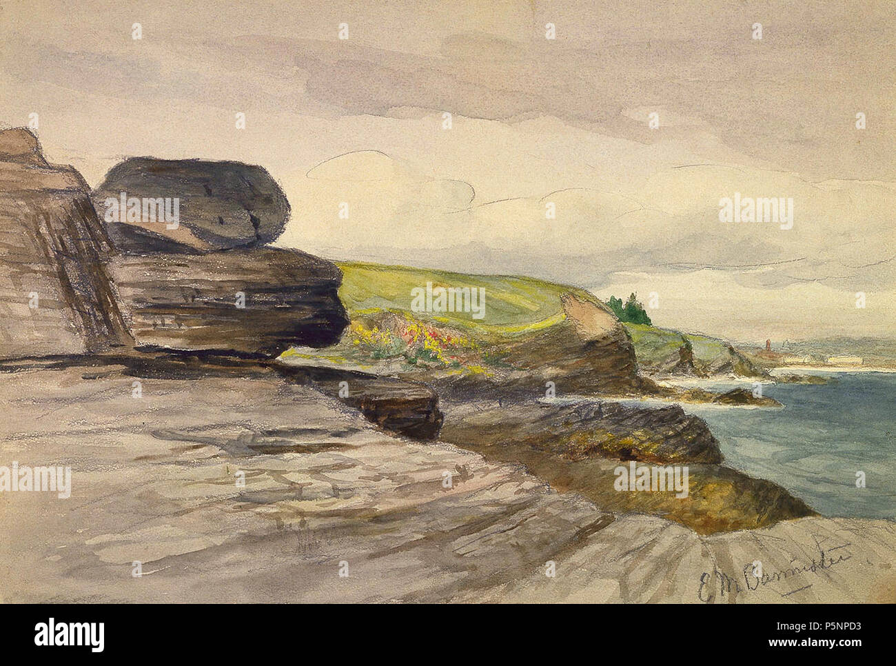 N/A. English: Newport Scene by Edward Mitchell Bannister, watercolor ...