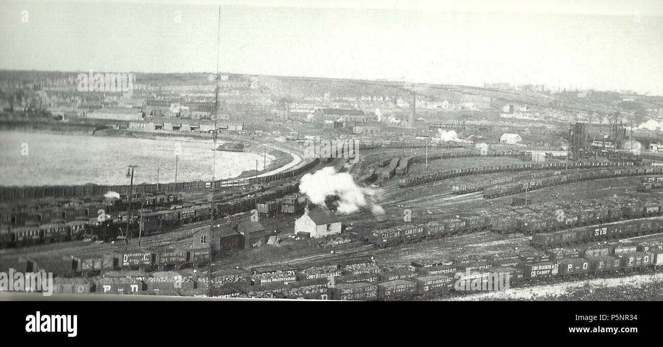 N/A. English: Panorama of west end of Barry Docks and town in c.1907 ...