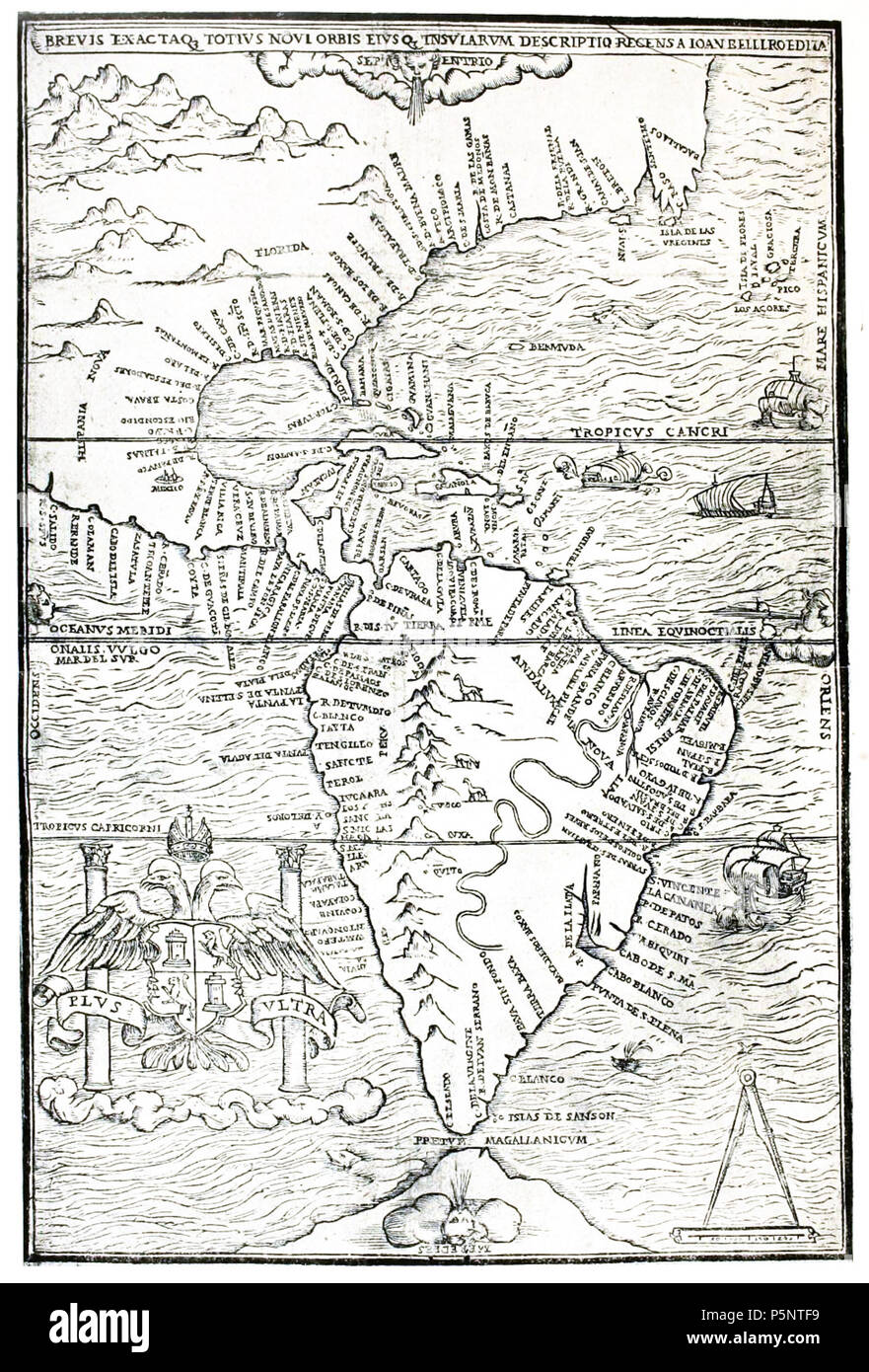 N/A. Map by Bellerus of America (1555) - Joan Bellerus (1555) Brevis ...