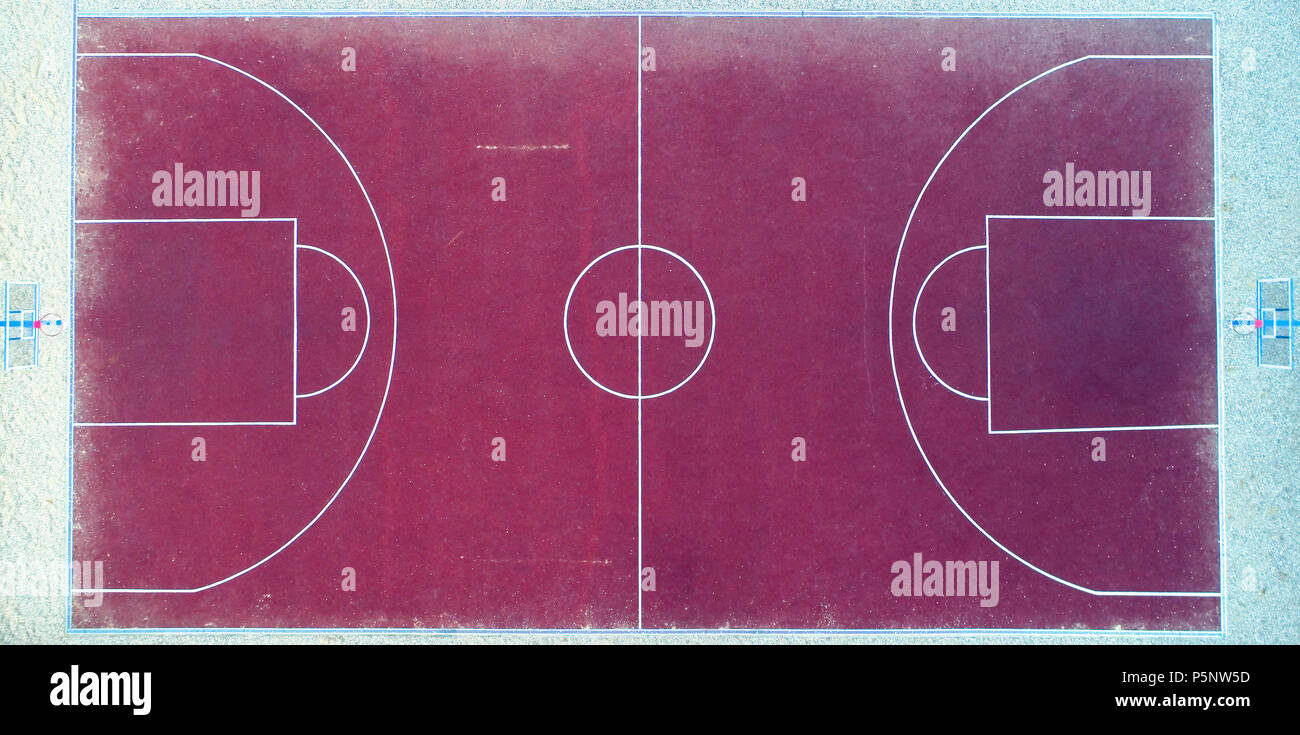 Top view of a basketball court without people. Aerial photography Stock ...