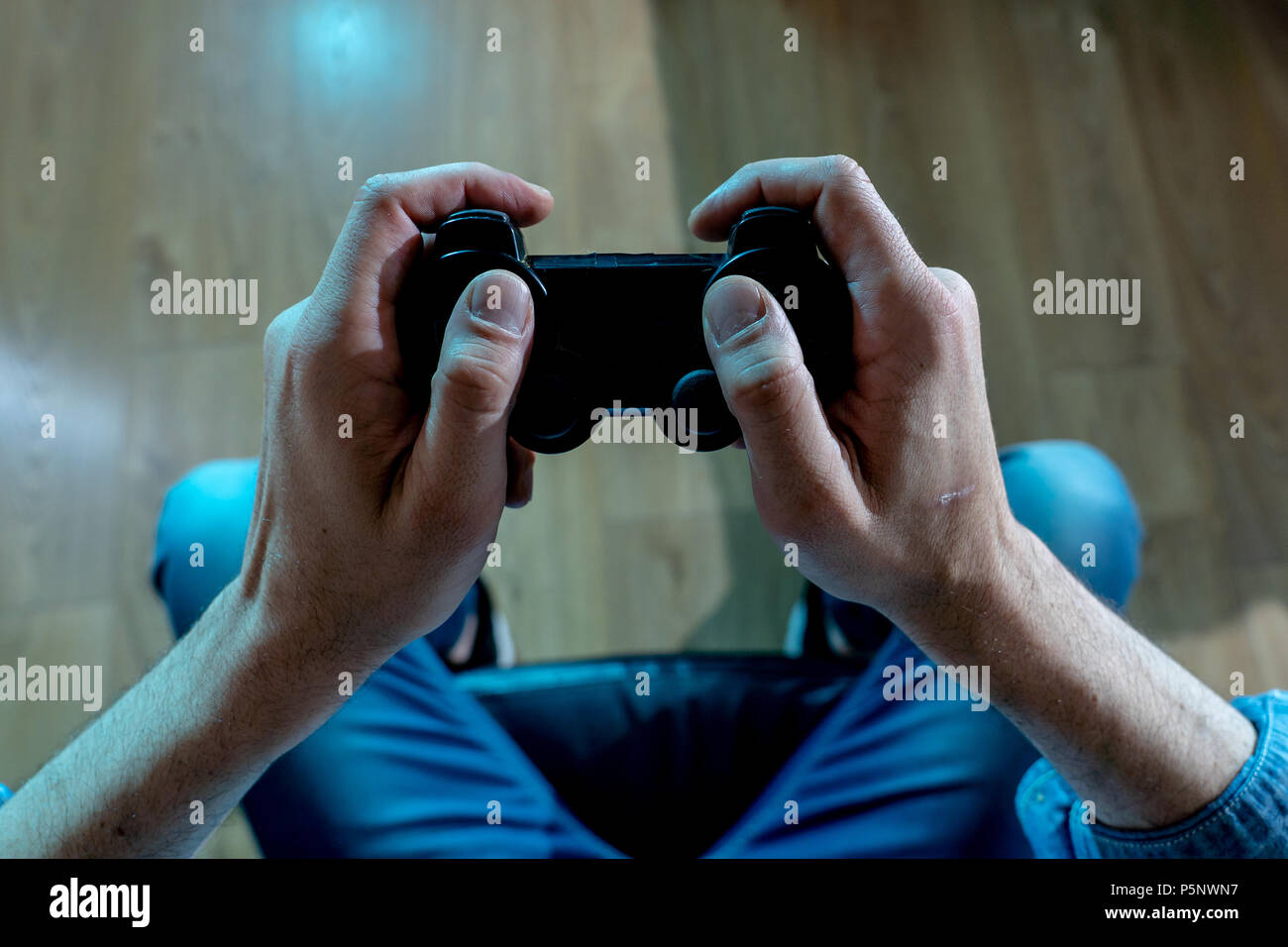 Addiction and dependency concept. close up on young mans hand with pad ...