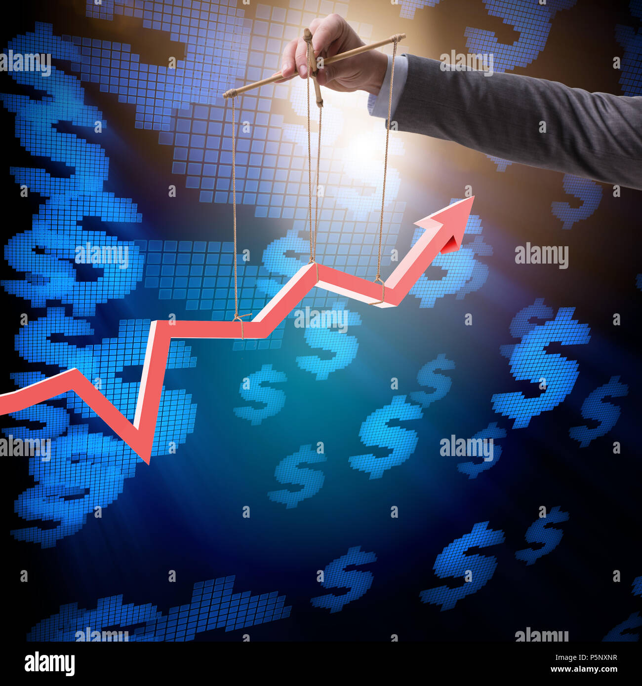 Hand supporting the growth chart line Stock Photo - Alamy