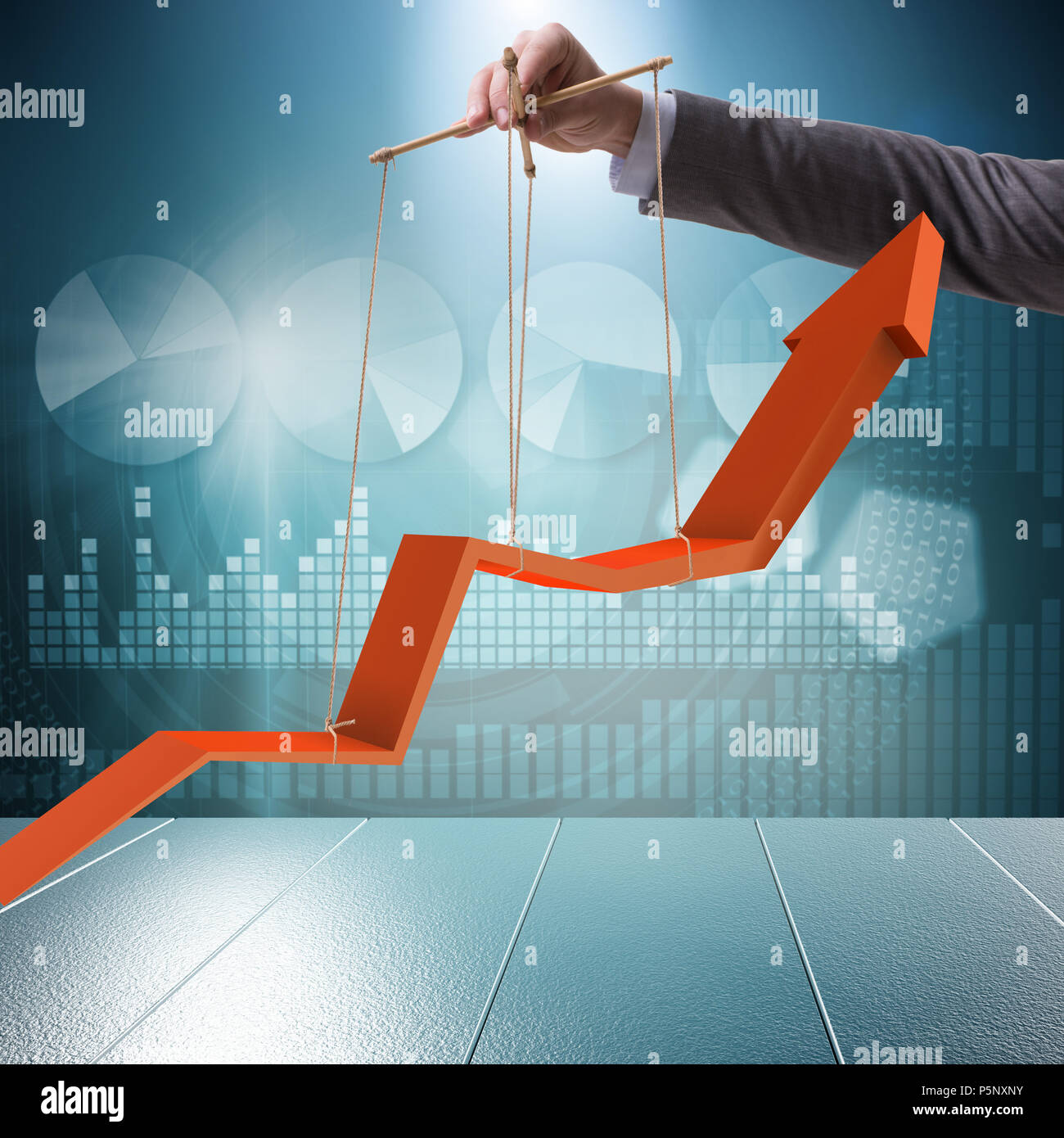 Hand supporting the growth chart line Stock Photo - Alamy