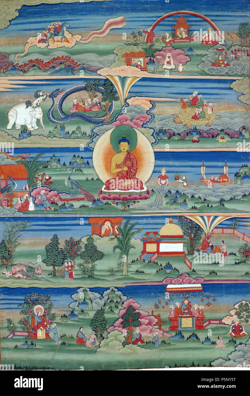 N/A. English: Bhutanese painted thanka of the Jataka Tales, 18th-19th ...