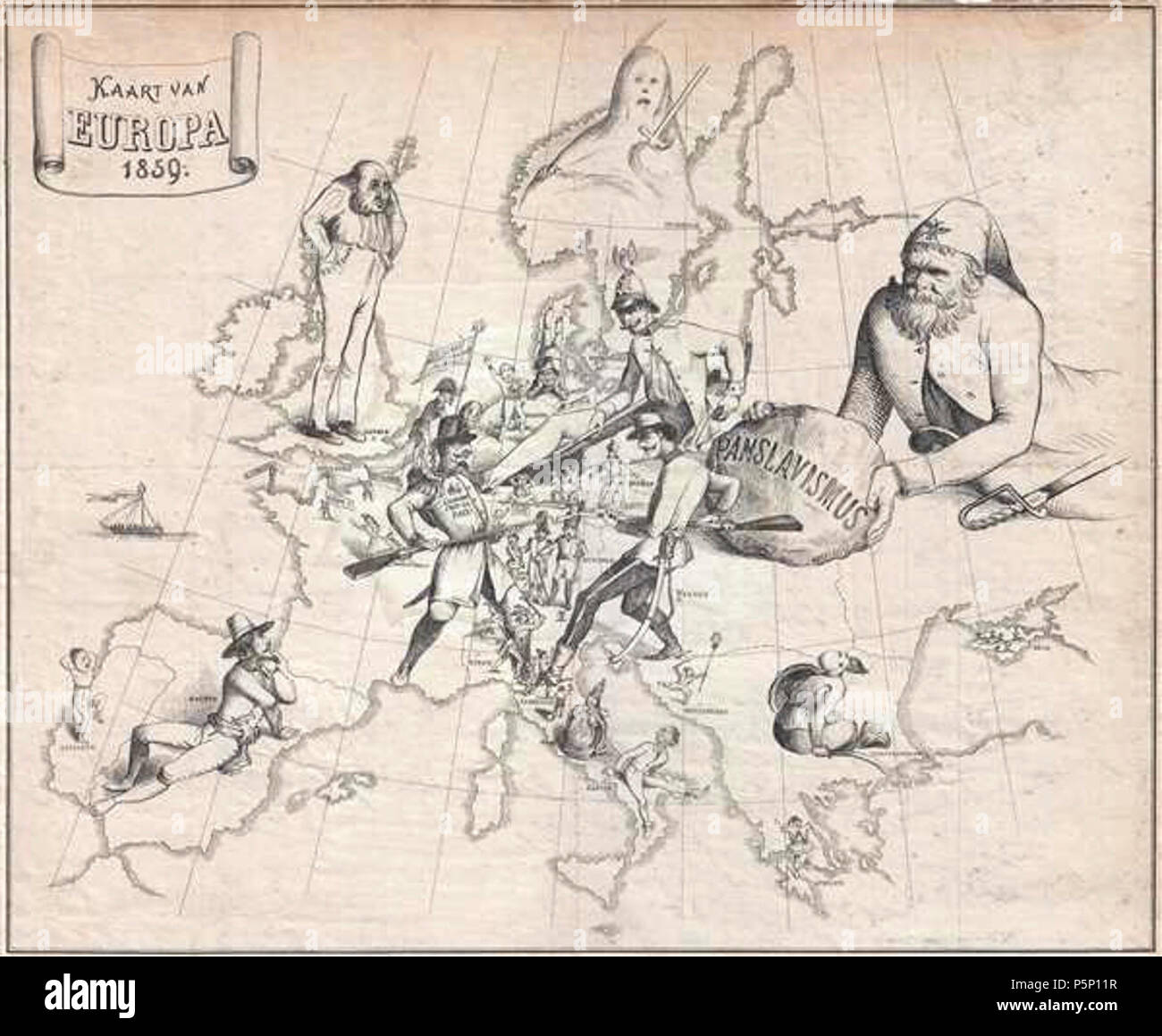 1859 Emrik & Binger Satirical Map of Europe Stock Photo - Alamy