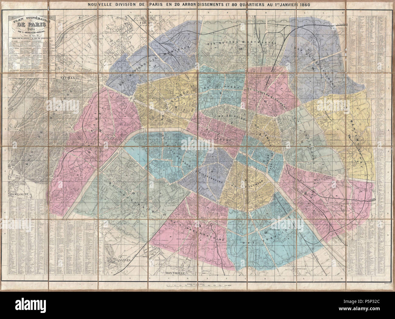 Map of paris 1860 hi-res stock photography and images - Alamy