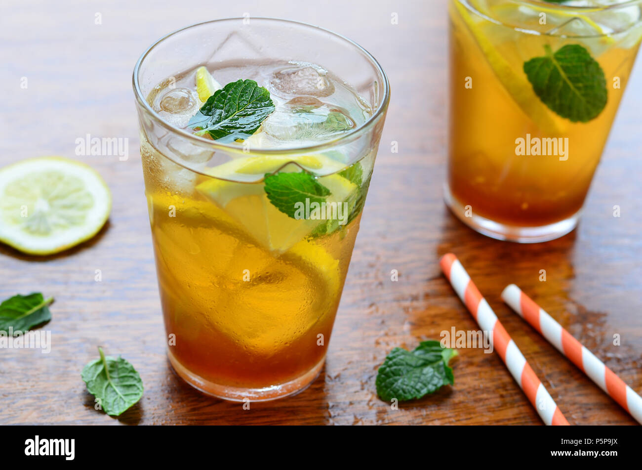Lemon iced tea with mint, Frech Cold Drink Stock Photo - Alamy