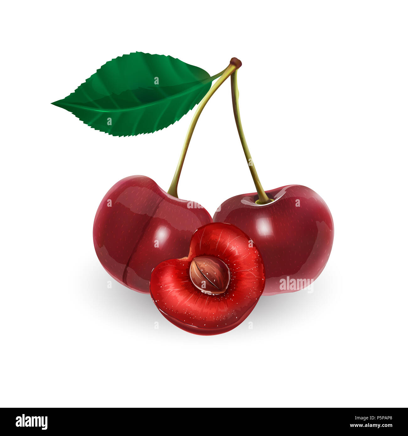Cherry on white background Stock Photo - Alamy