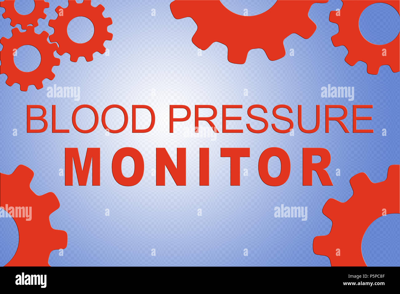 BLOOD PRESSURE MONITOR sign concept illustration with red gear wheel ...