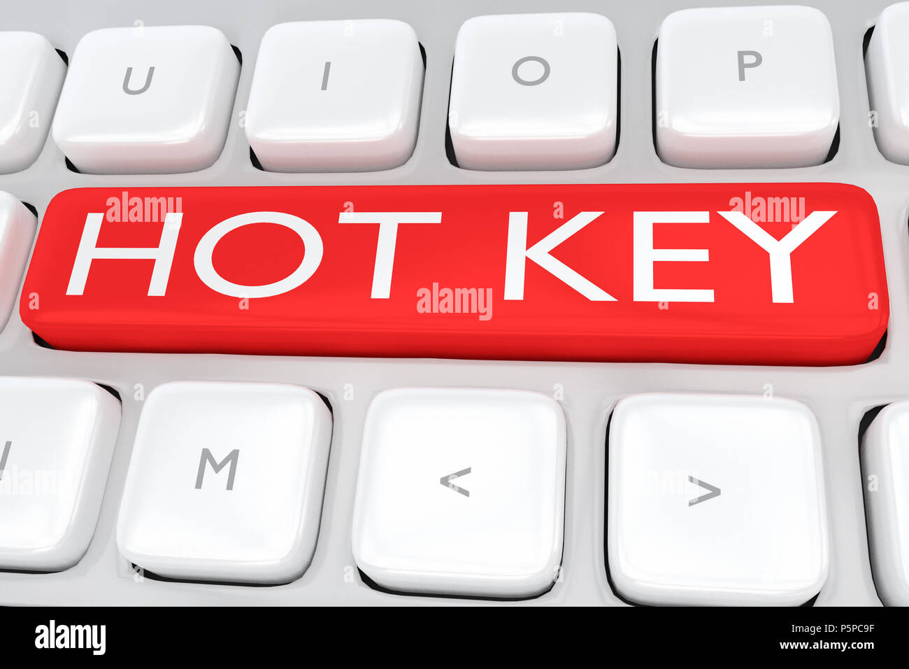 3D illustration of computer keyboard with the print Hot Key on a red ...