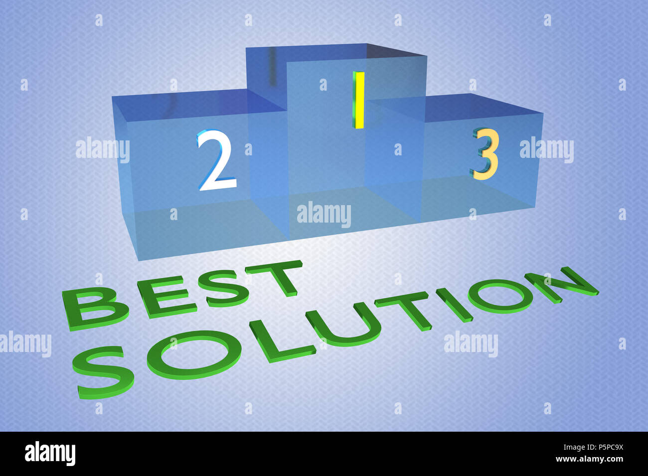 3D illustration of BEST SOLUTION title with a podium as a background ...