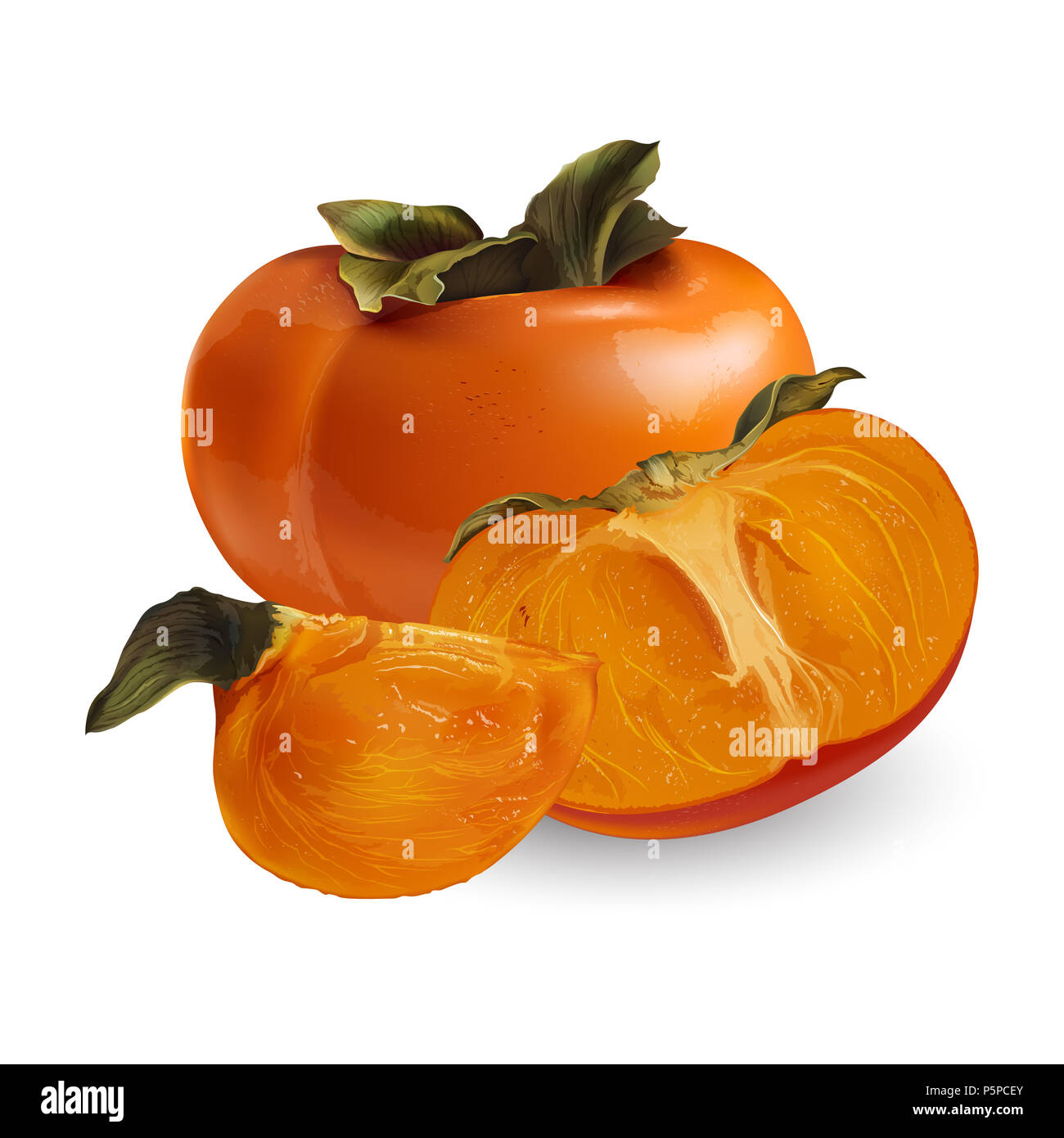 Persimmon on white background Stock Photo - Alamy