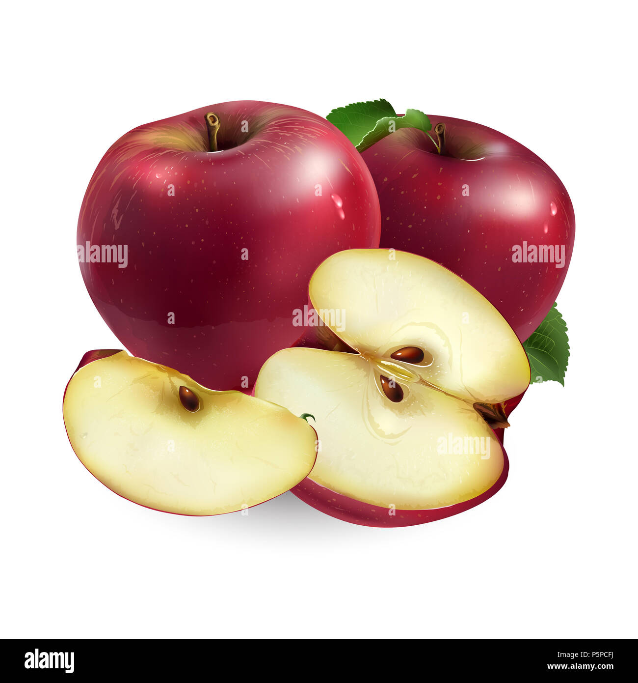 Red apple on white background Stock Photo - Alamy