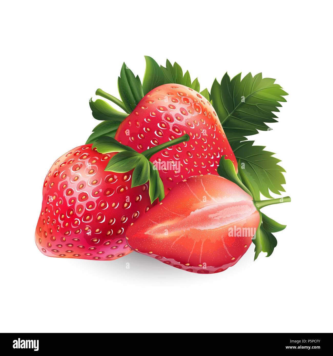 Strawberry on white background Stock Photo - Alamy