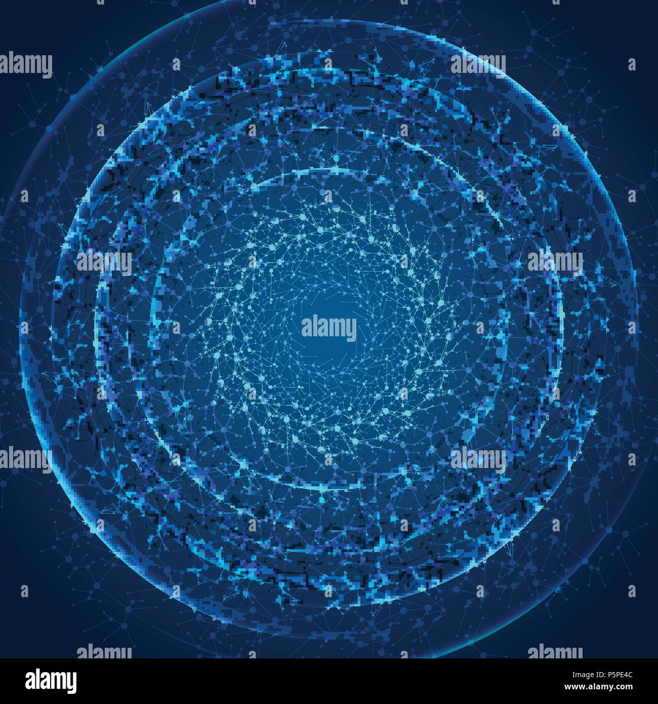 Abstract blue DNA molecular circle structure vector technology ...