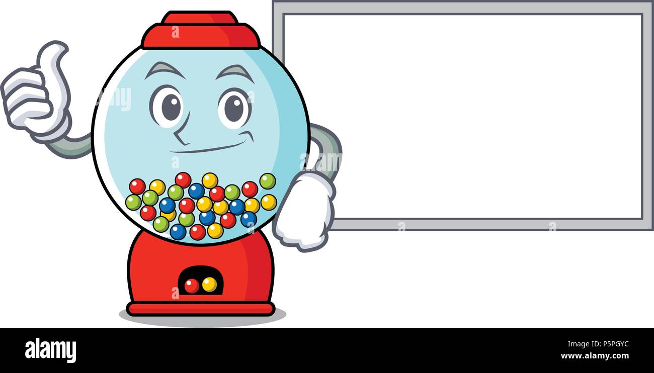 Thumbs up with board gumball machine character cartoon Stock Vector ...