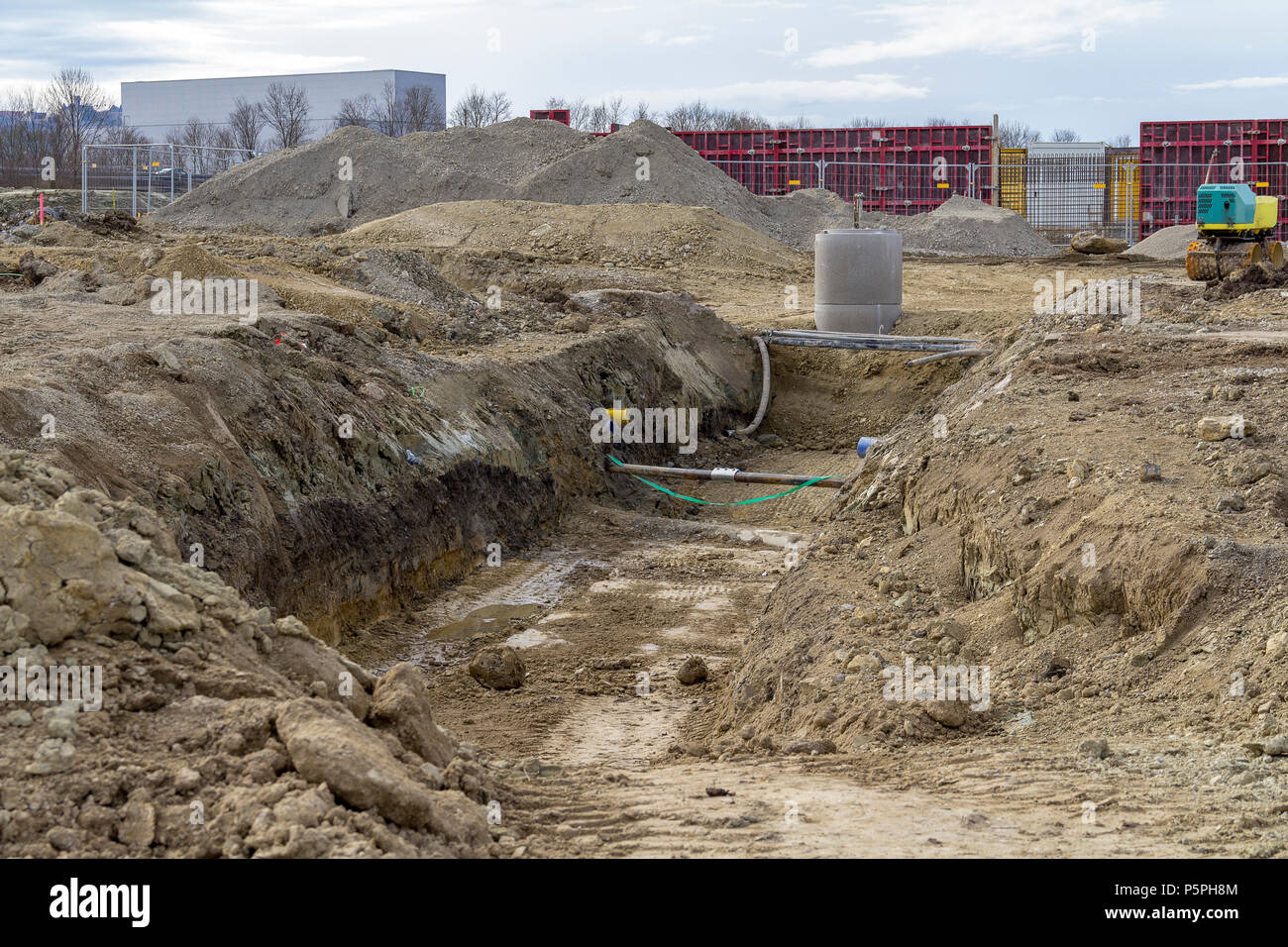big construction site with lots of earth and loam Stock Photo - Alamy