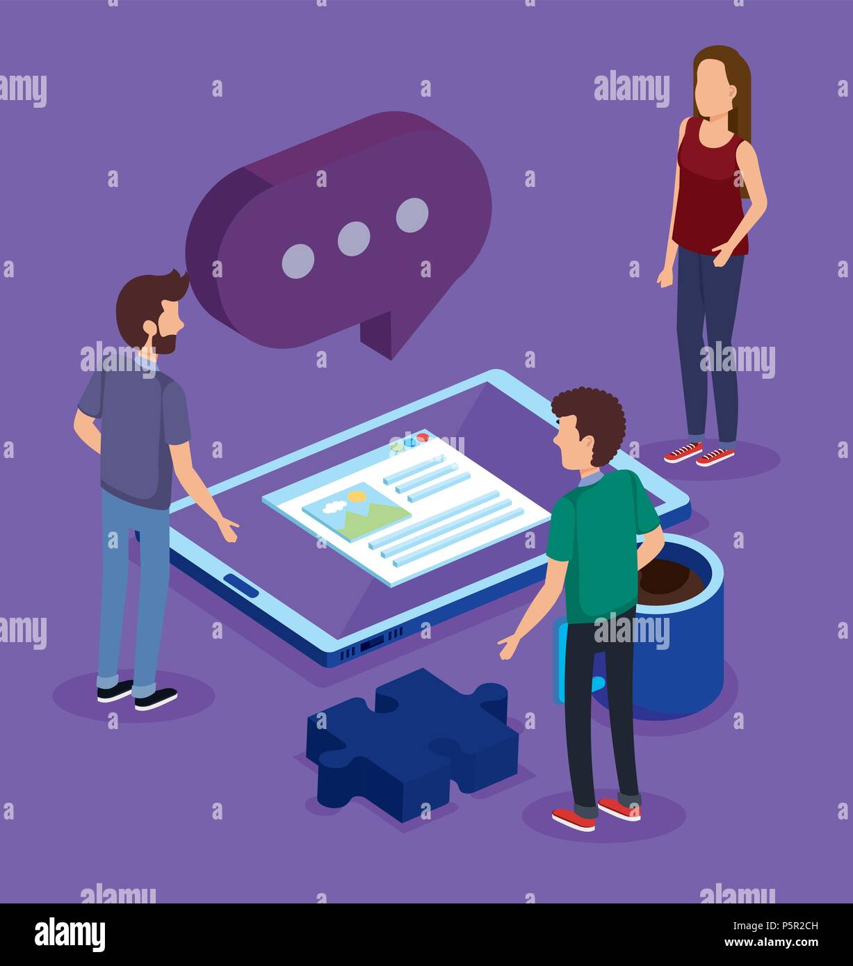 digital technology with teamwork isometrics Stock Vector Image & Art ...