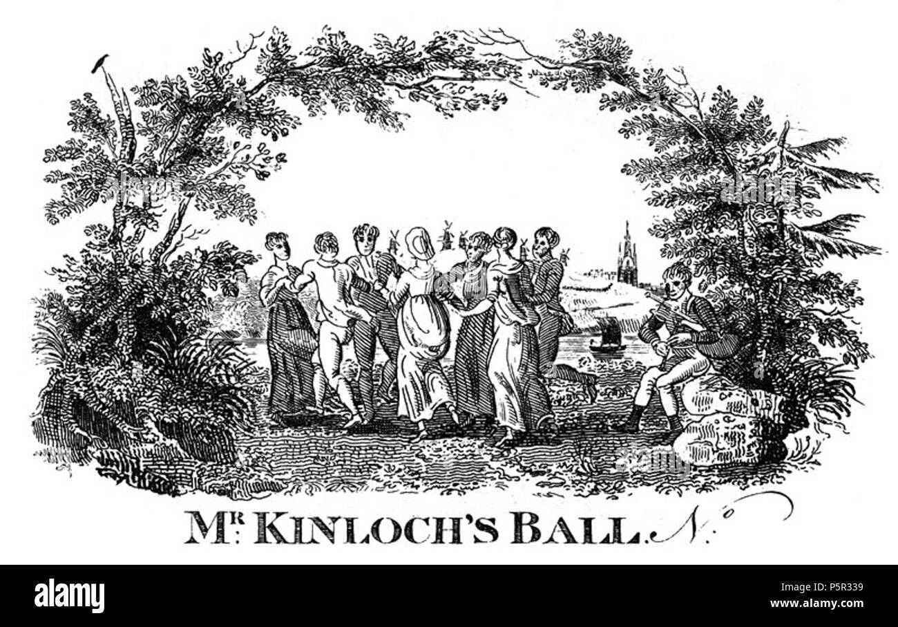 N/A. English: An engraving for a ball ticket, by Robert Bewick from a ...