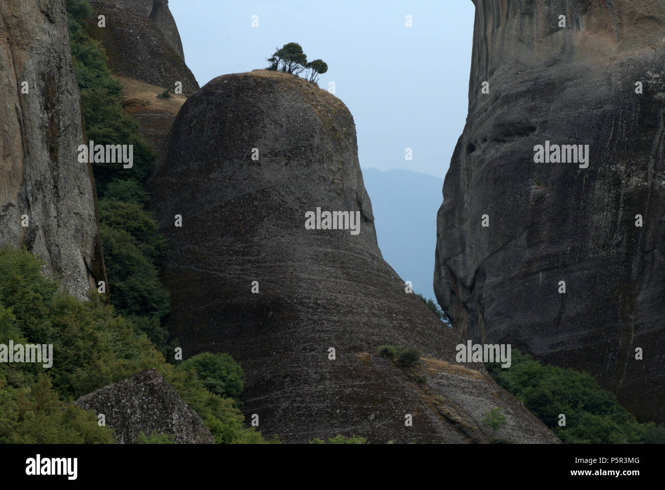 Meteora rock formation near the town of Kalambaka at the northwestern ...