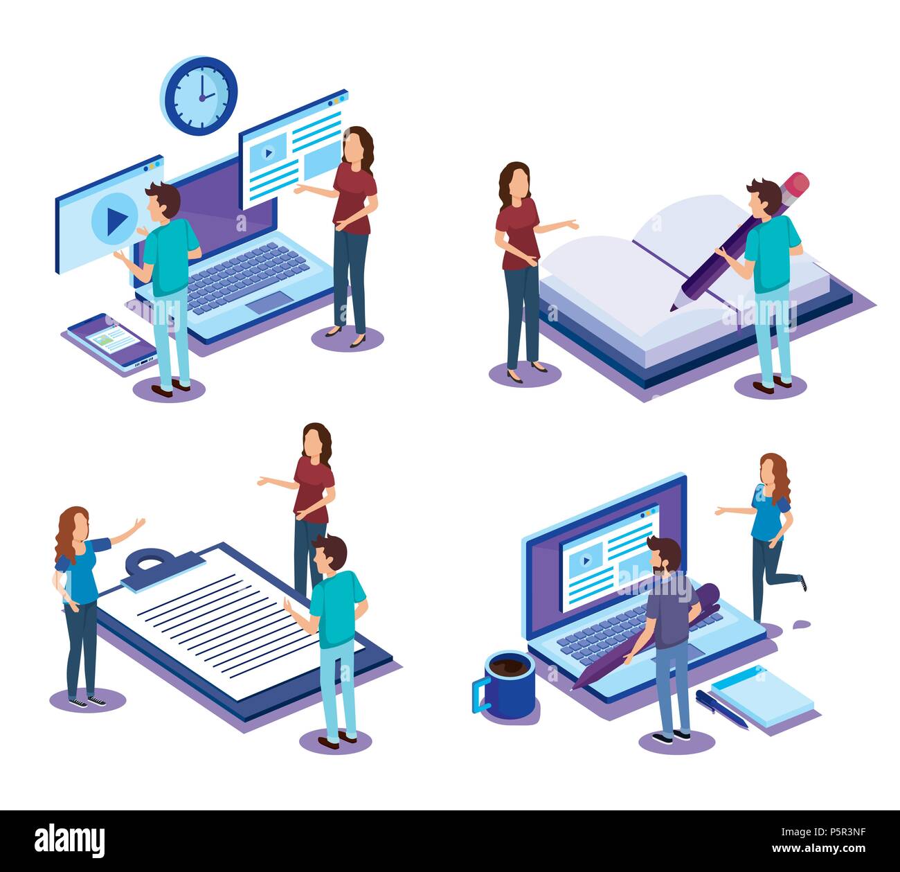 digital technology with teamwork isometrics Stock Vector Image & Art ...