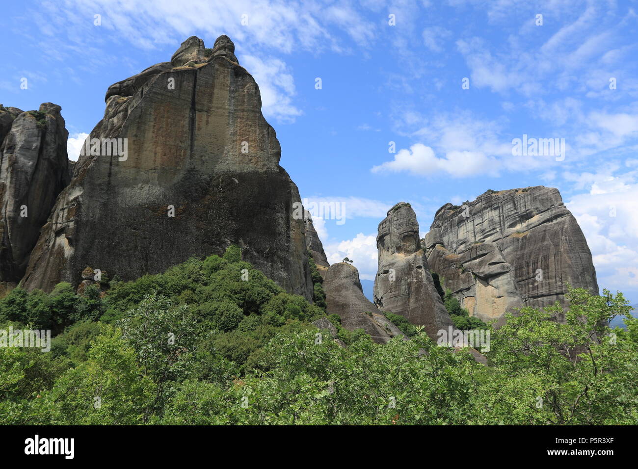 Meteora rock formation near the town of Kalambaka at the northwestern ...