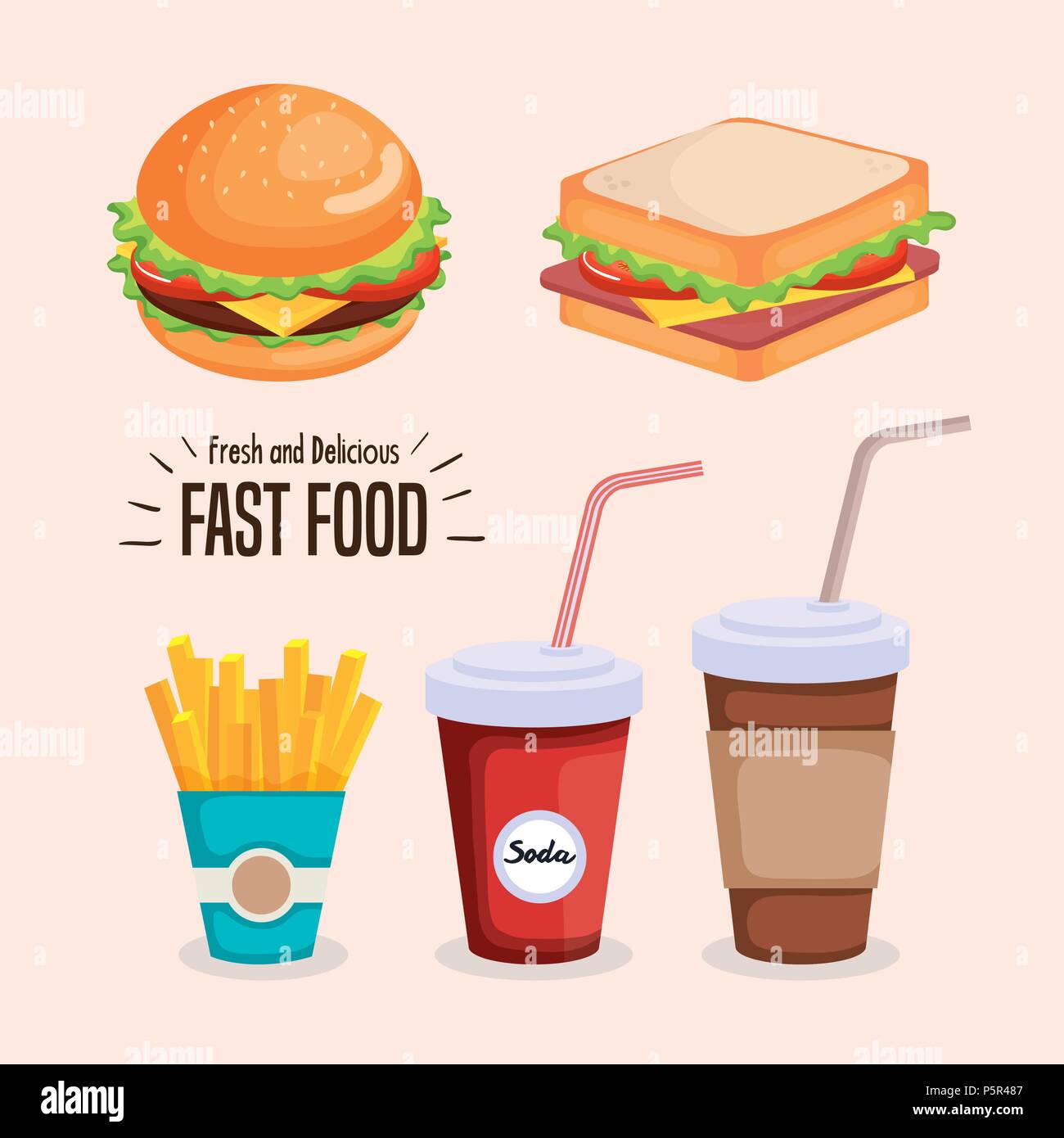 delicious fast food icons Stock Vector Image & Art - Alamy