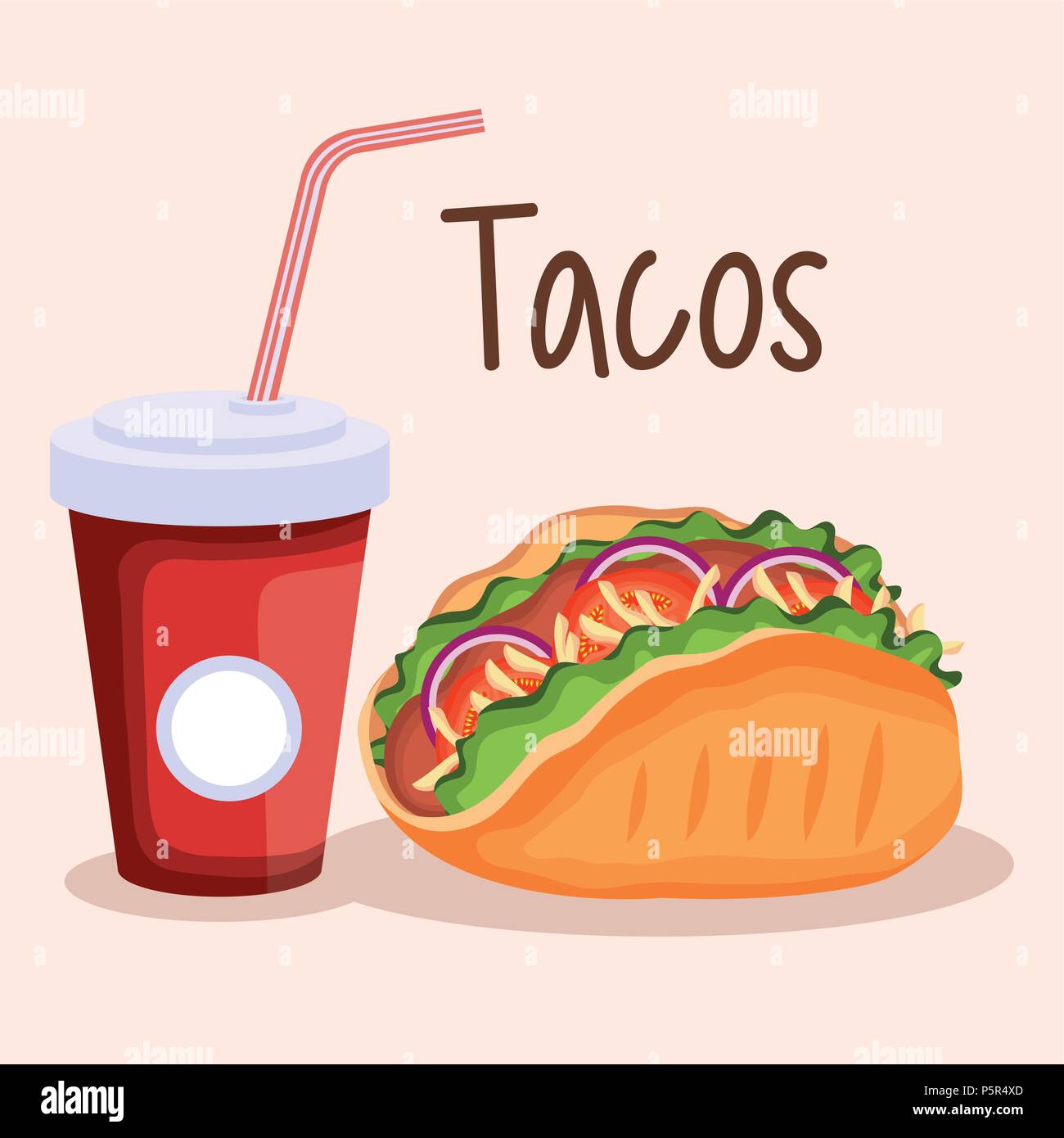 delicious tacos and soda mexican fast food Stock Vector Image & Art - Alamy
