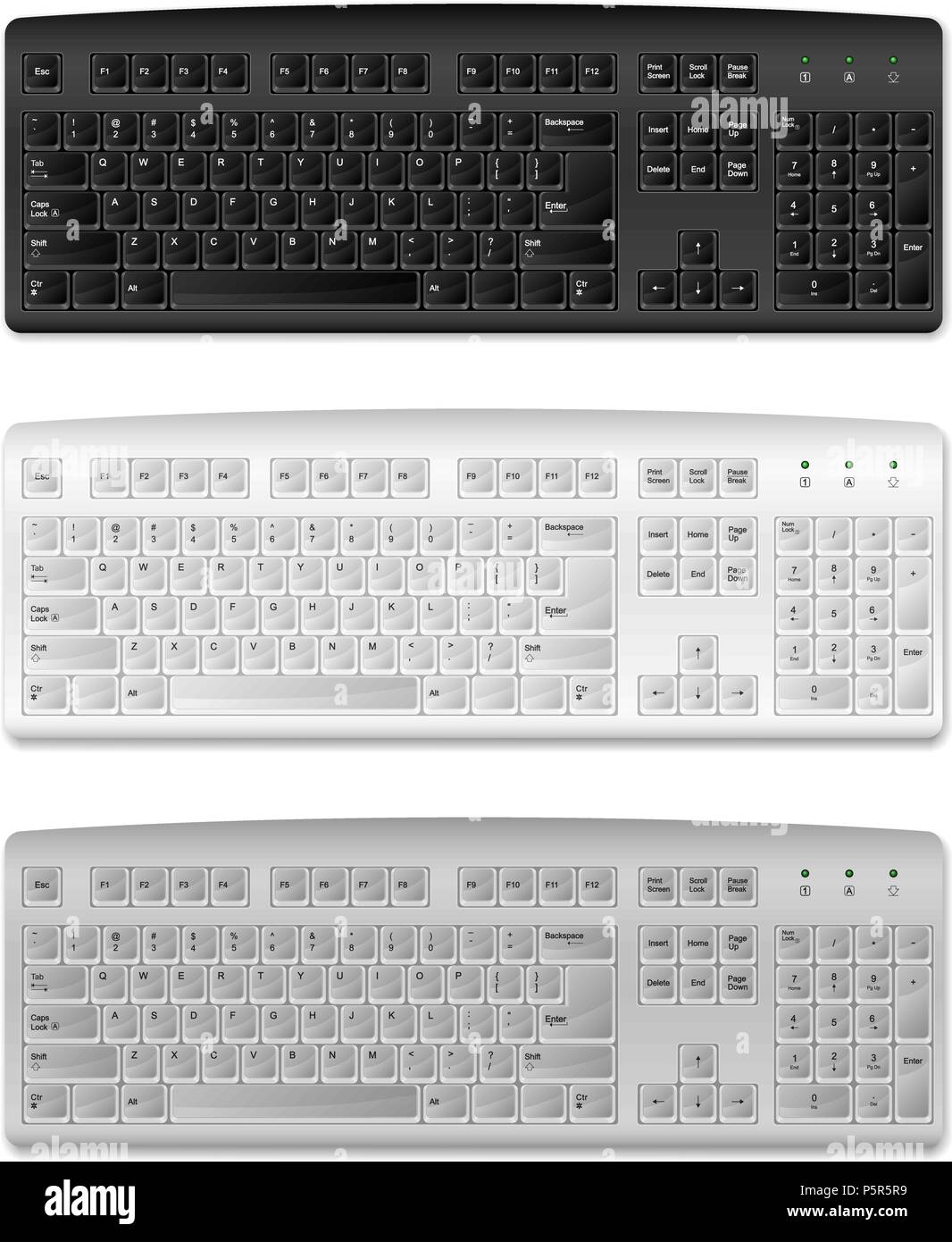 Computer keyboards on a white background. Vector illustration Stock ...