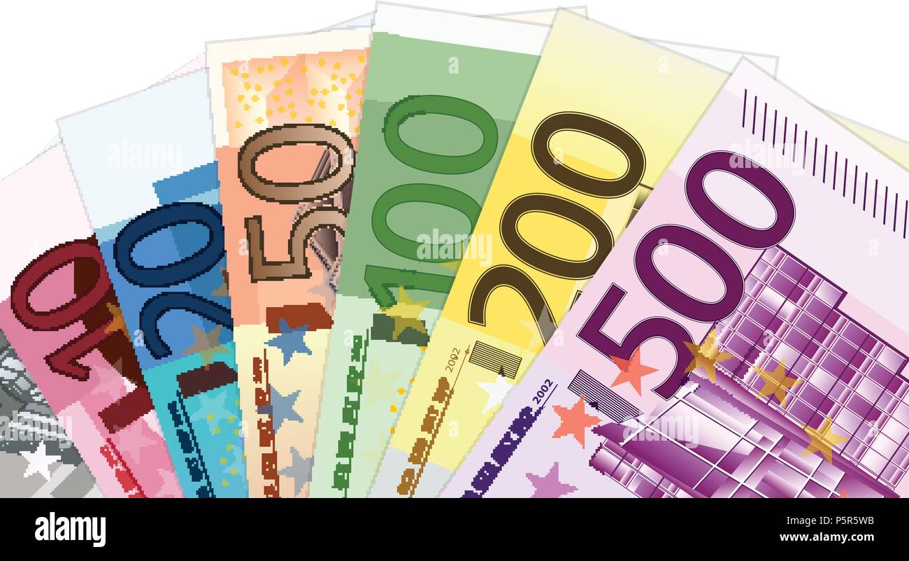 Euro banknotes on a white background. Vector illustration Stock Vector ...
