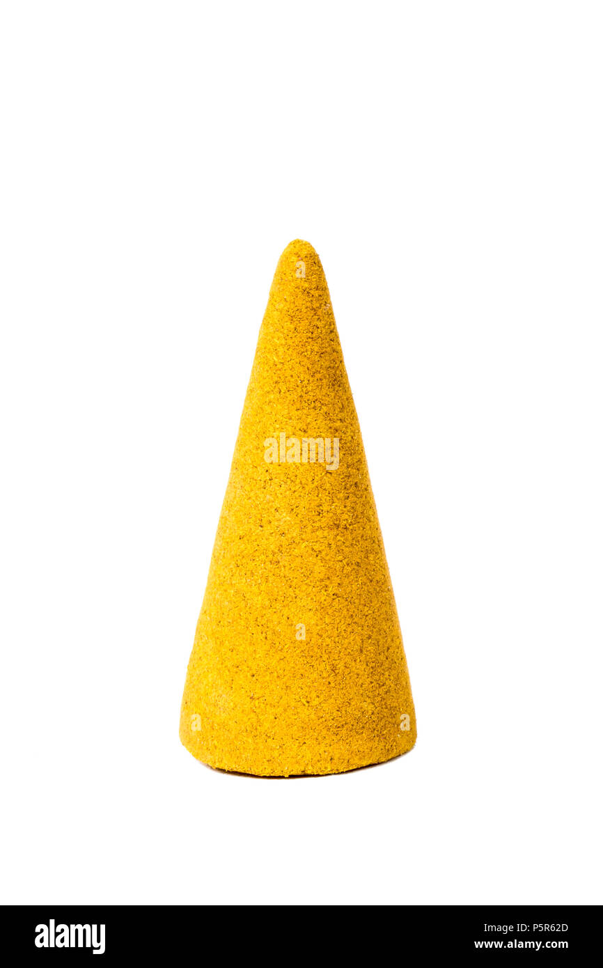 Yellow Incense Cones Isolated on White Background Stock Photo - Alamy