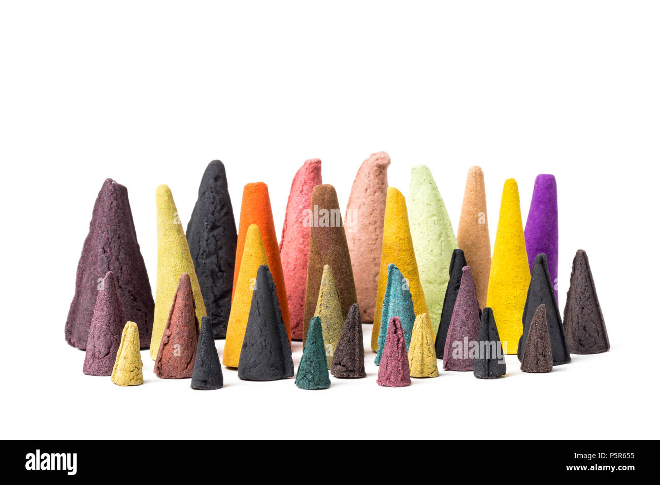 Different Kinds of Colorful Incense Cones Isolated on White Background ...