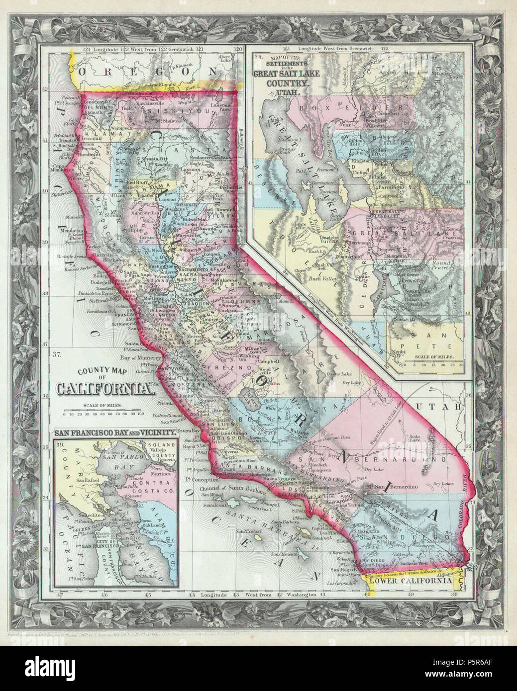 Map of california 1860 hi-res stock photography and images - Alamy