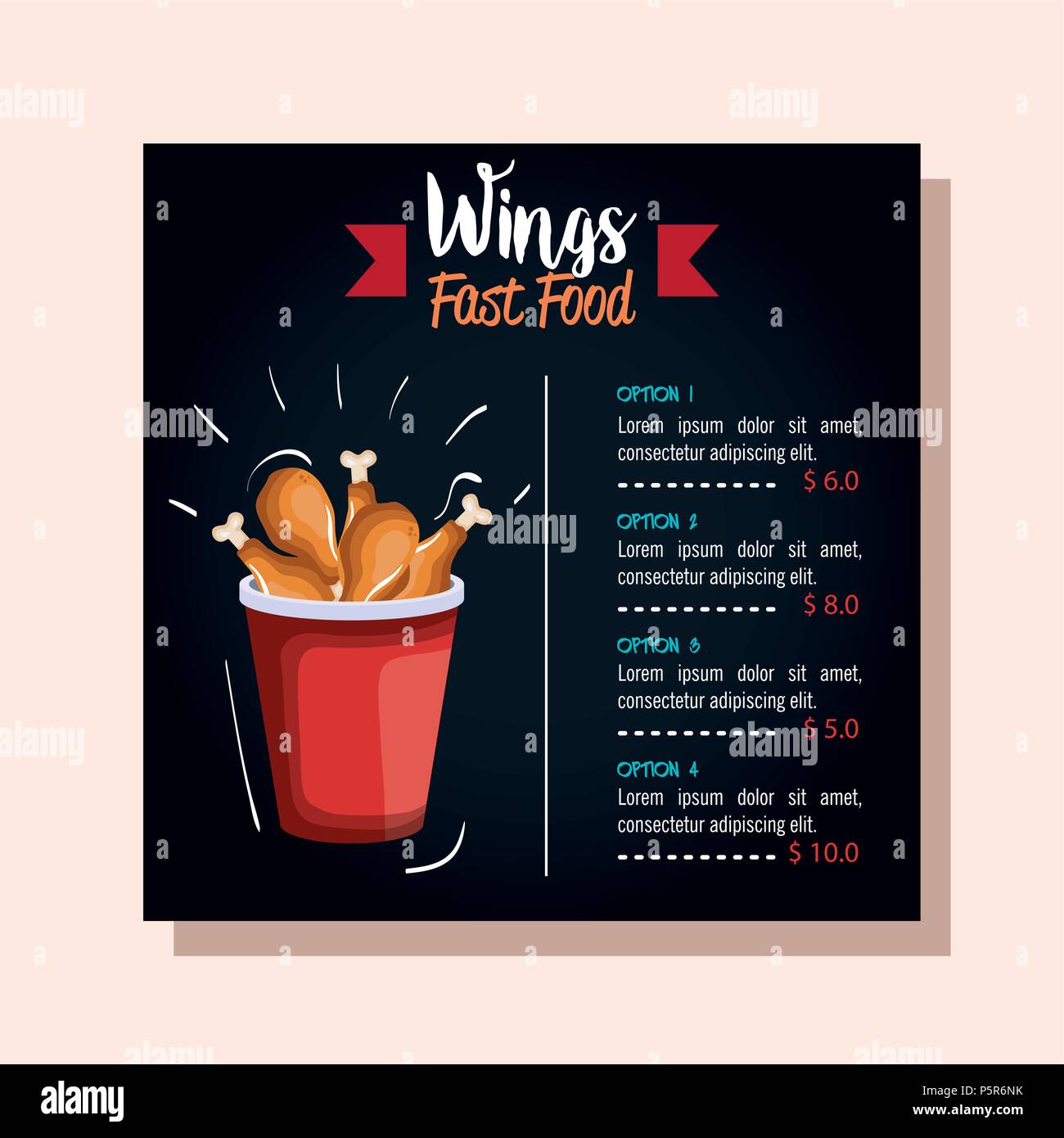 delicious thigh chicken fast food restaurant menu card Stock Vector ...