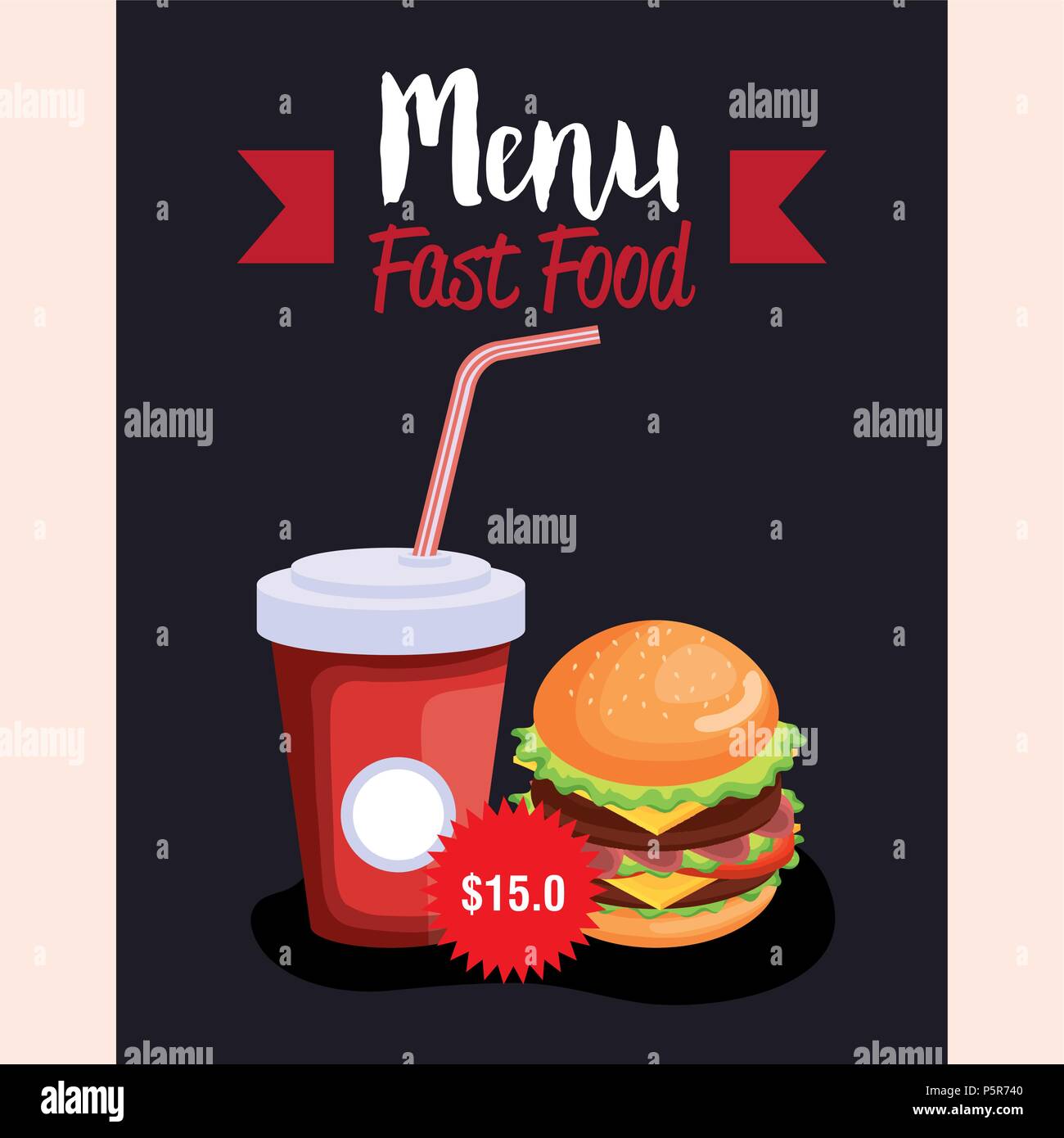 delicious big burger fast food menu card Stock Vector Image & Art - Alamy