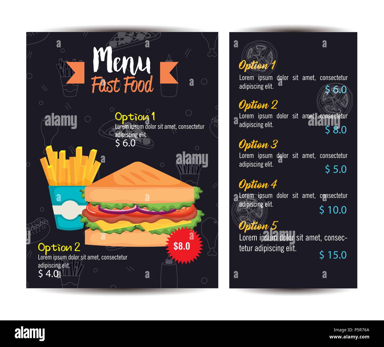 delicious sandwich fast food restaurant menu card Stock Vector Image ...