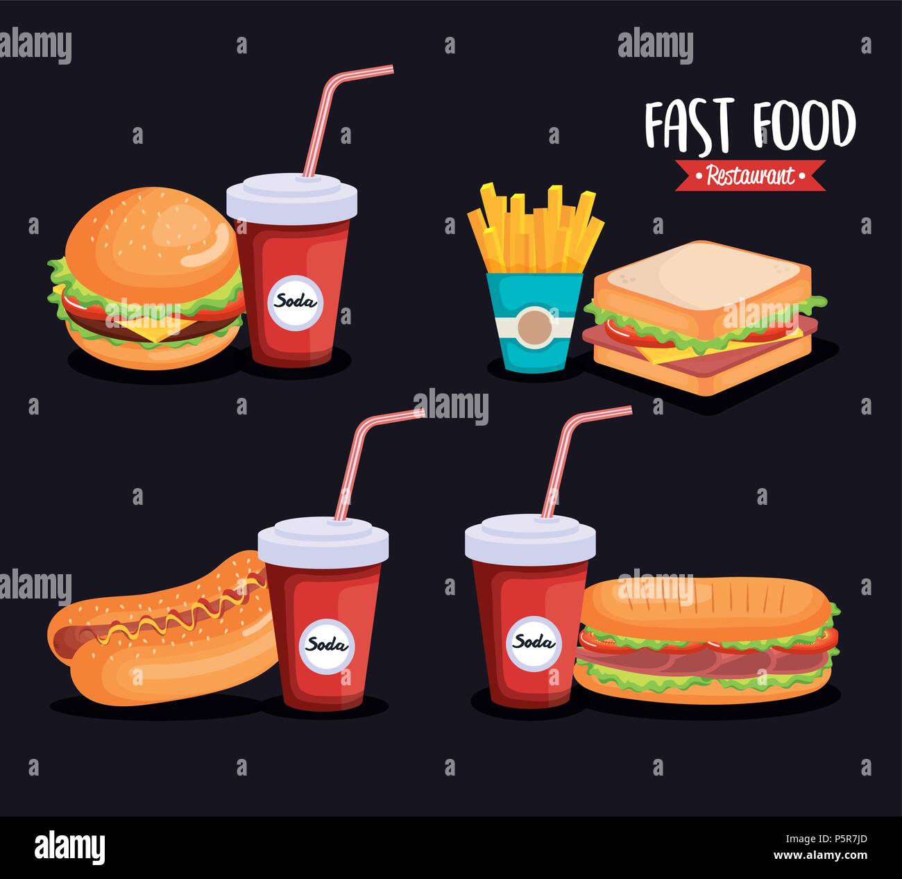 delicious fast food icons Stock Vector Image & Art - Alamy