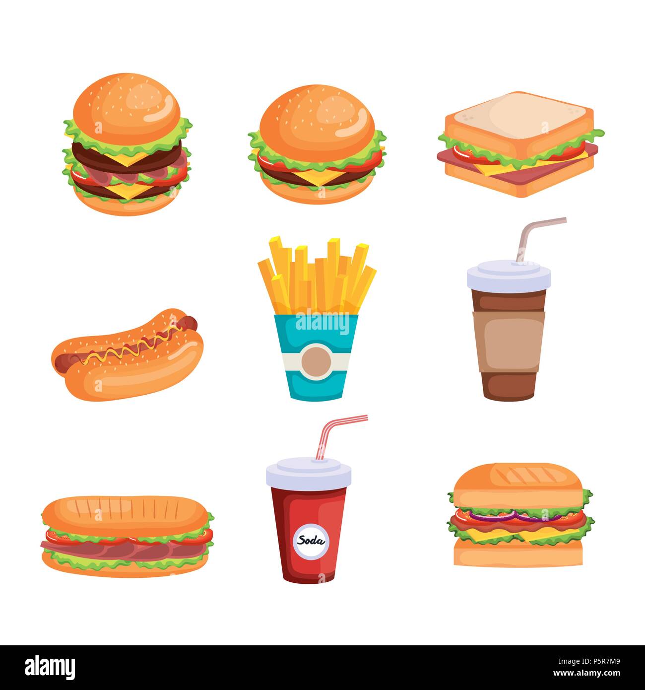 delicious fast food icons Stock Vector Image & Art - Alamy