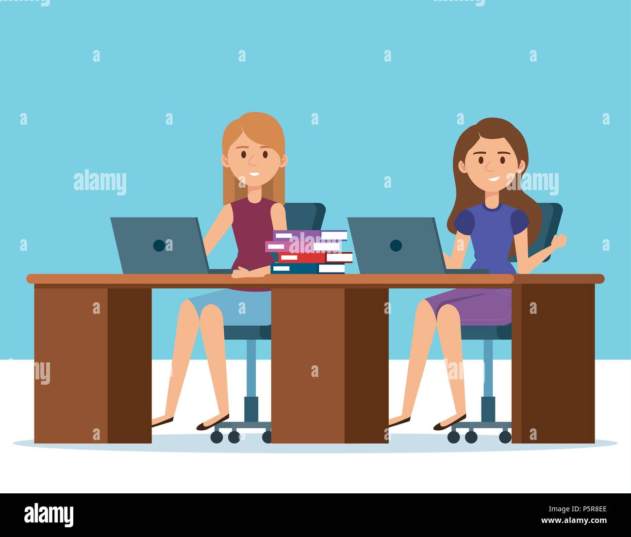 young girls in the workplace avatars characters Stock Vector Image ...