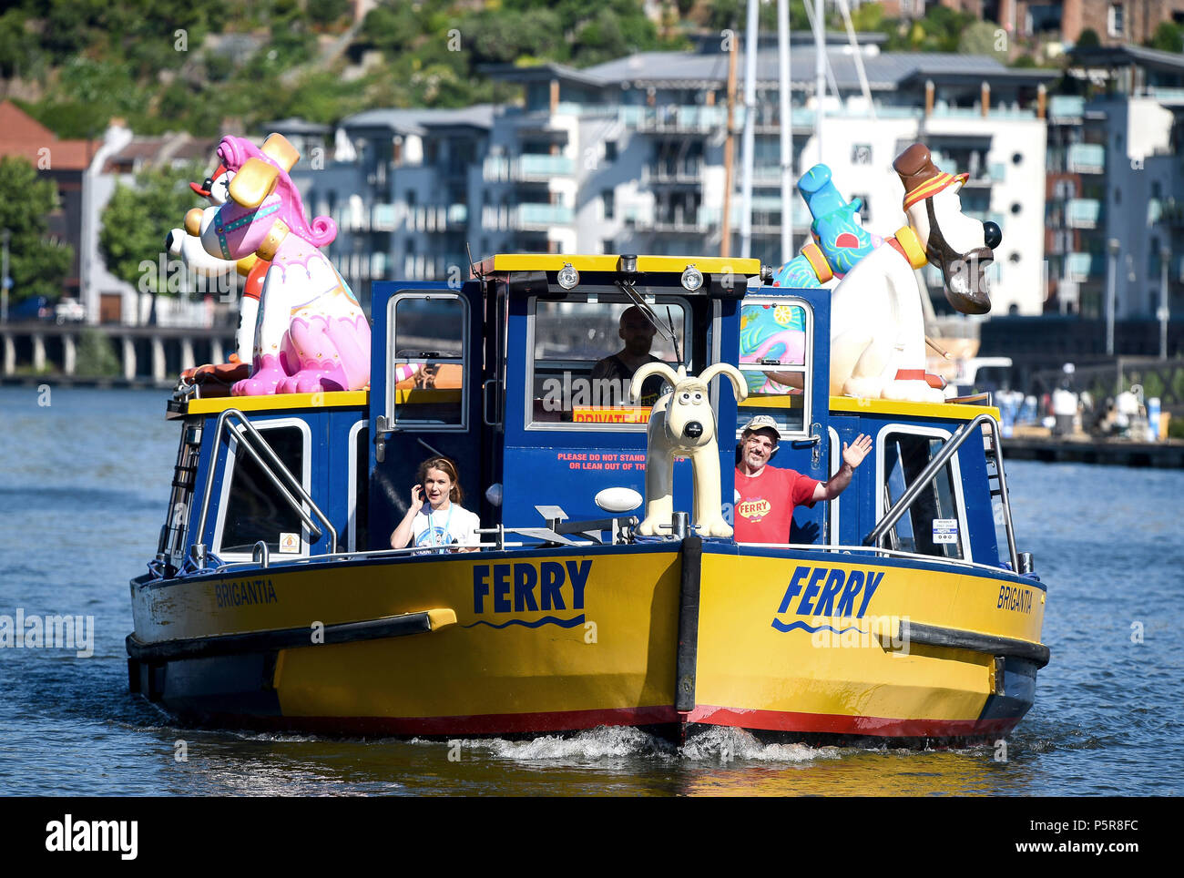 Several Gromit sculptures arrive at Bristol harbourside on a ferry as ...
