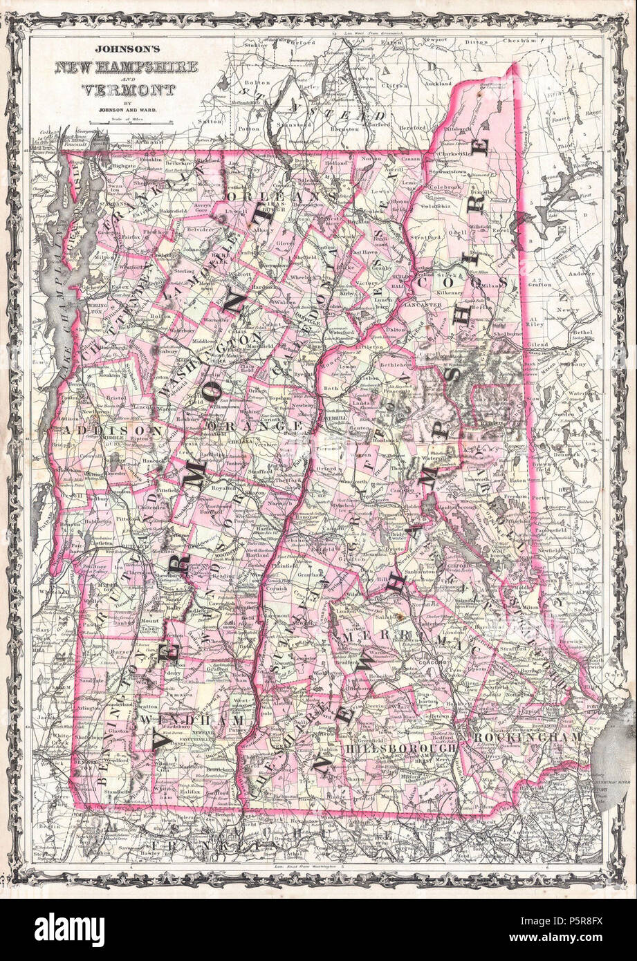 Johnson map of vermont and new hampshire hi-res stock photography and ...